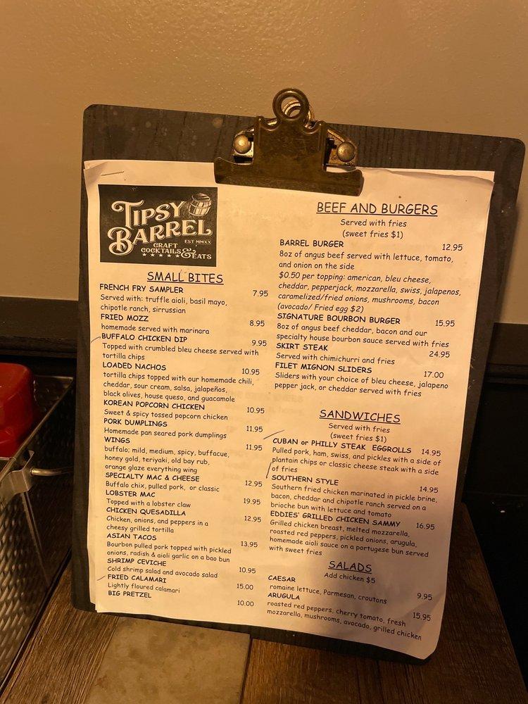 Menu at The Tipsy Barrel, East Meadow