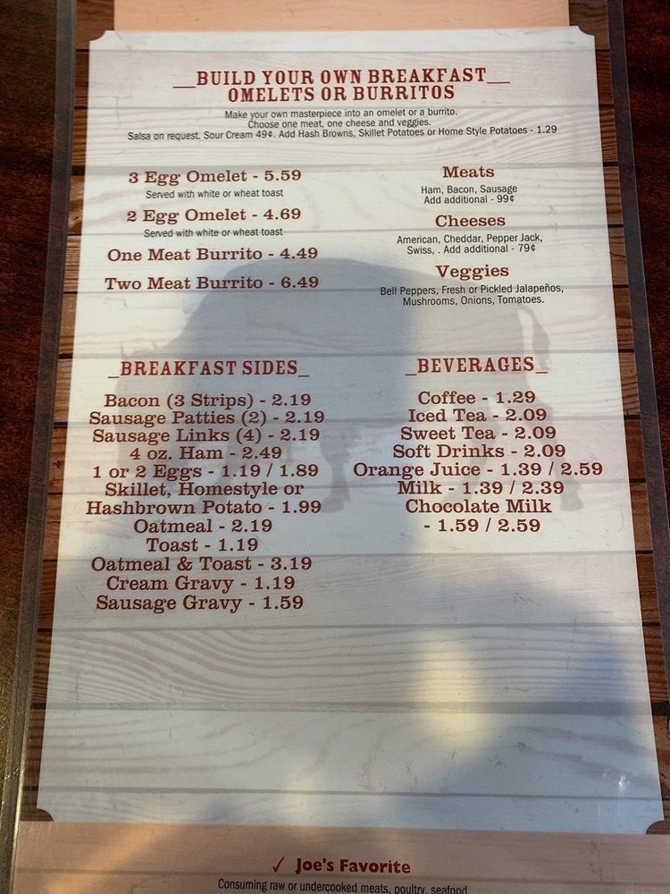 Menu at Buffalo Joe's Drive In restaurant, Pawhuska