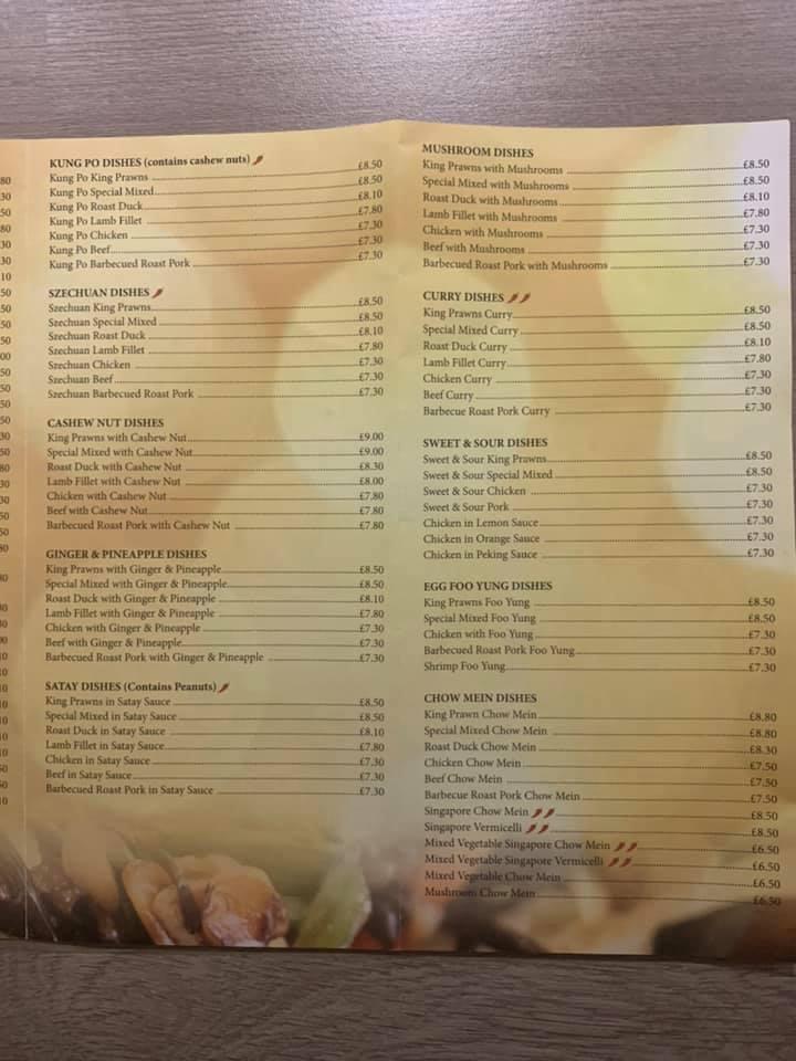 Menu at Golden Hills Chinese Restaurant Keswick, Keswick