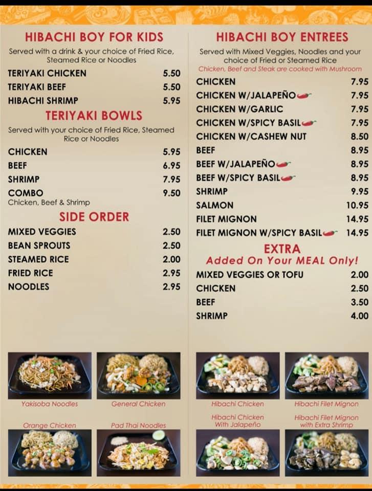 Menu at Hibachi Boy restaurant, Derby, N Rock Rd