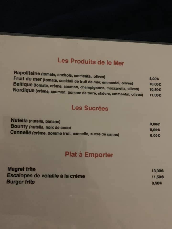 Menu at Pizzeria Chez Nini, Puichéric