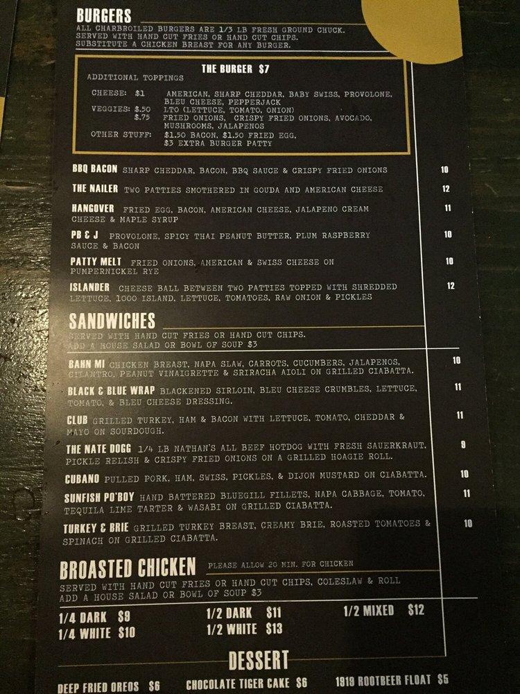 Menu at The Rusty Nail restaurant, Battle Lake