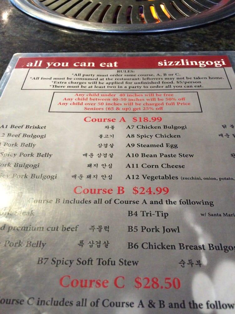 Menu at SizzlinGogi pub & bar, Santa Maria