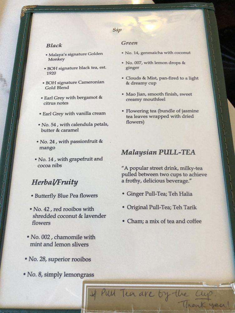 Menu at Malaya Tea Room restaurant, Alameda