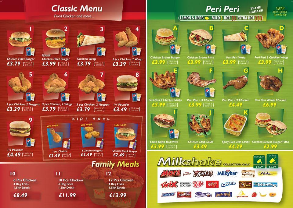 Menu at Peri Peri Chicken Original restaurant, Slough, 246 Farnham Rd