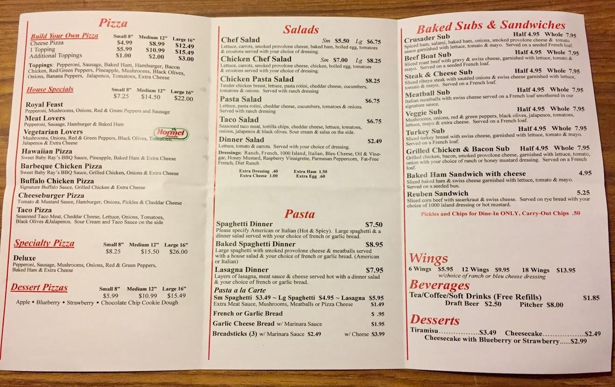Menu at Sir Pizza of Siler City pizzeria, Siler City