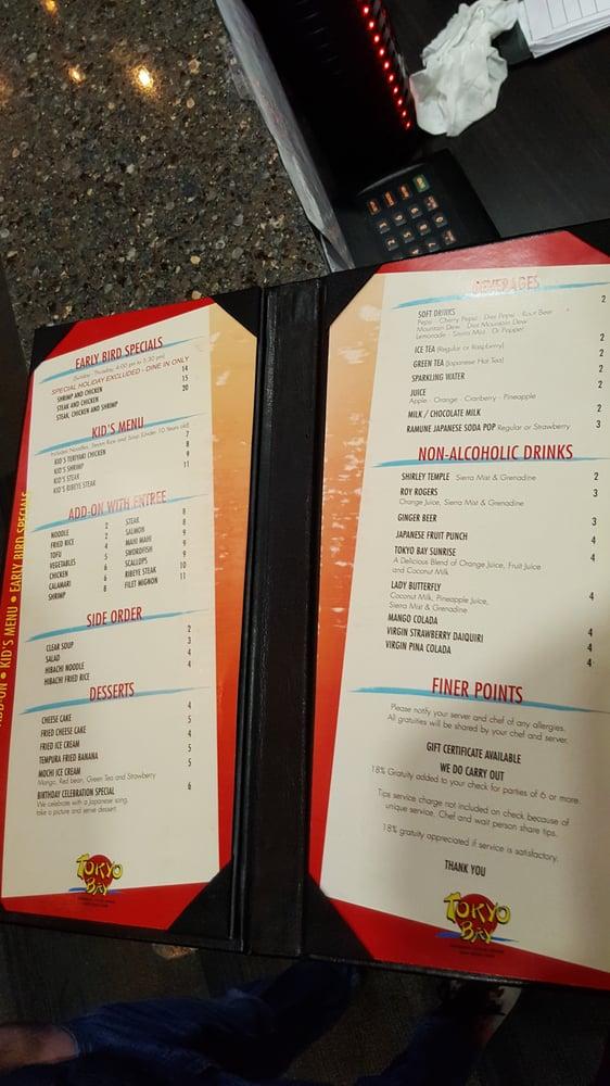 Menu at Tokyo Bay Japanese Steakhouse & Sushi Bar, Waterloo, Sears St