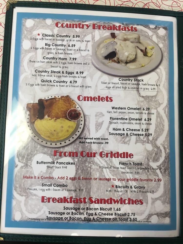 Menu at Emilys Diner restaurant, Cabot