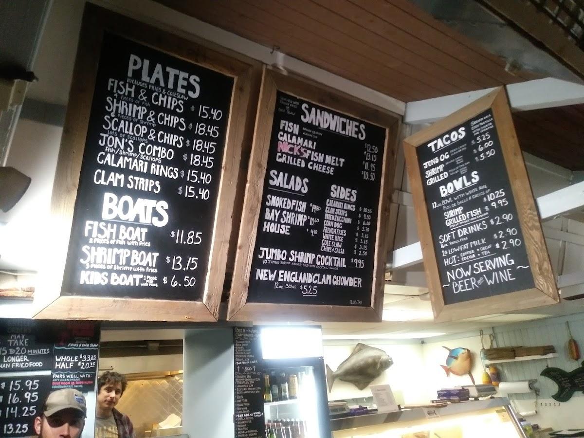 Menu at Jon's Fish Market restaurant, Dana Point