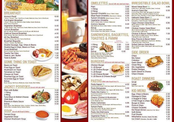 Menu at Aroma Cafe & Restaurant, Caldicot