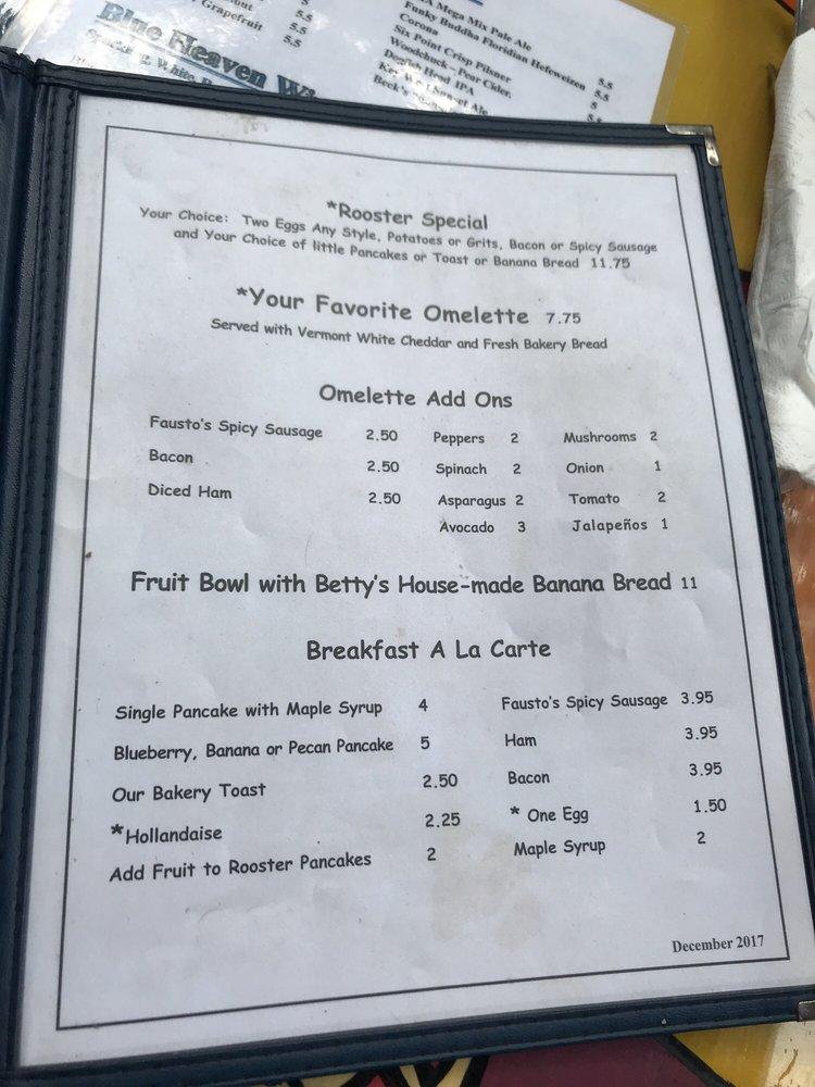 Menu at Blue Heaven restaurant, Key West