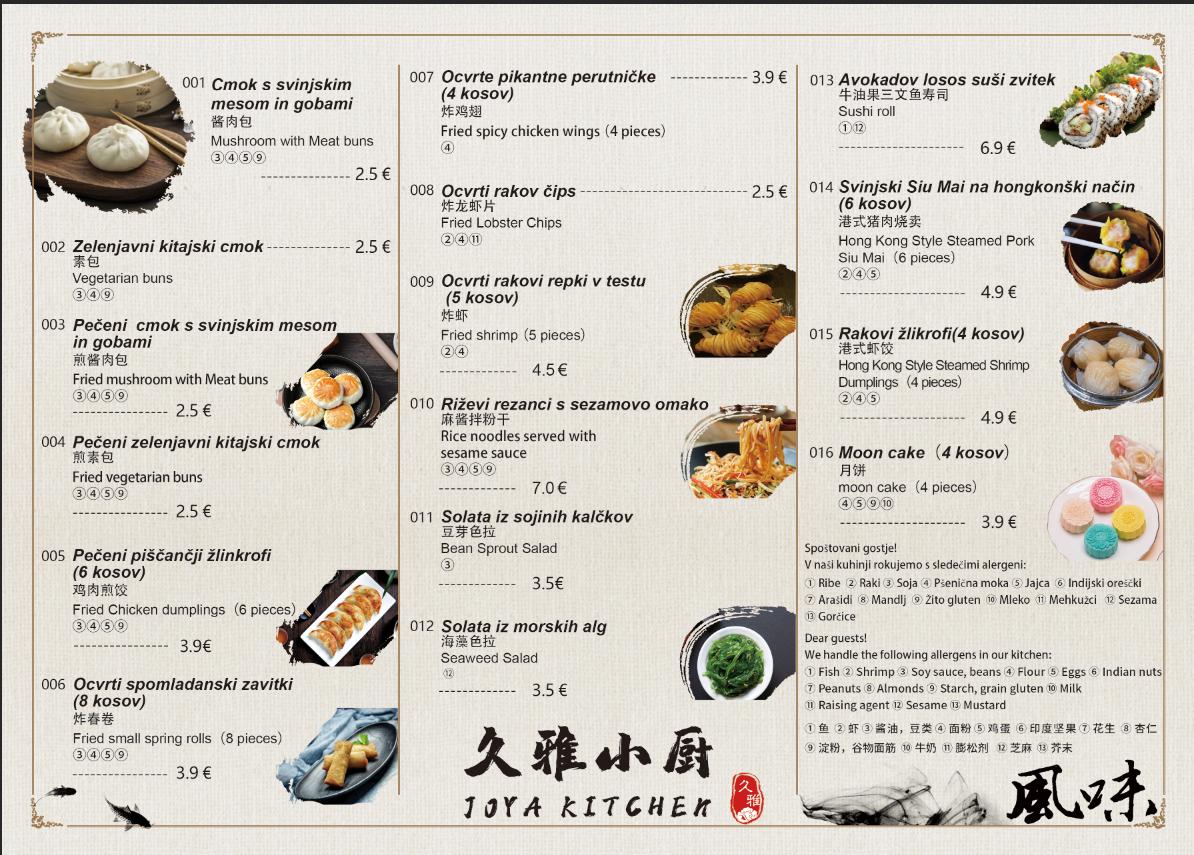 Speisekarte von Joya Kitchen（Asia food and bubble tea） restaurant, Bled