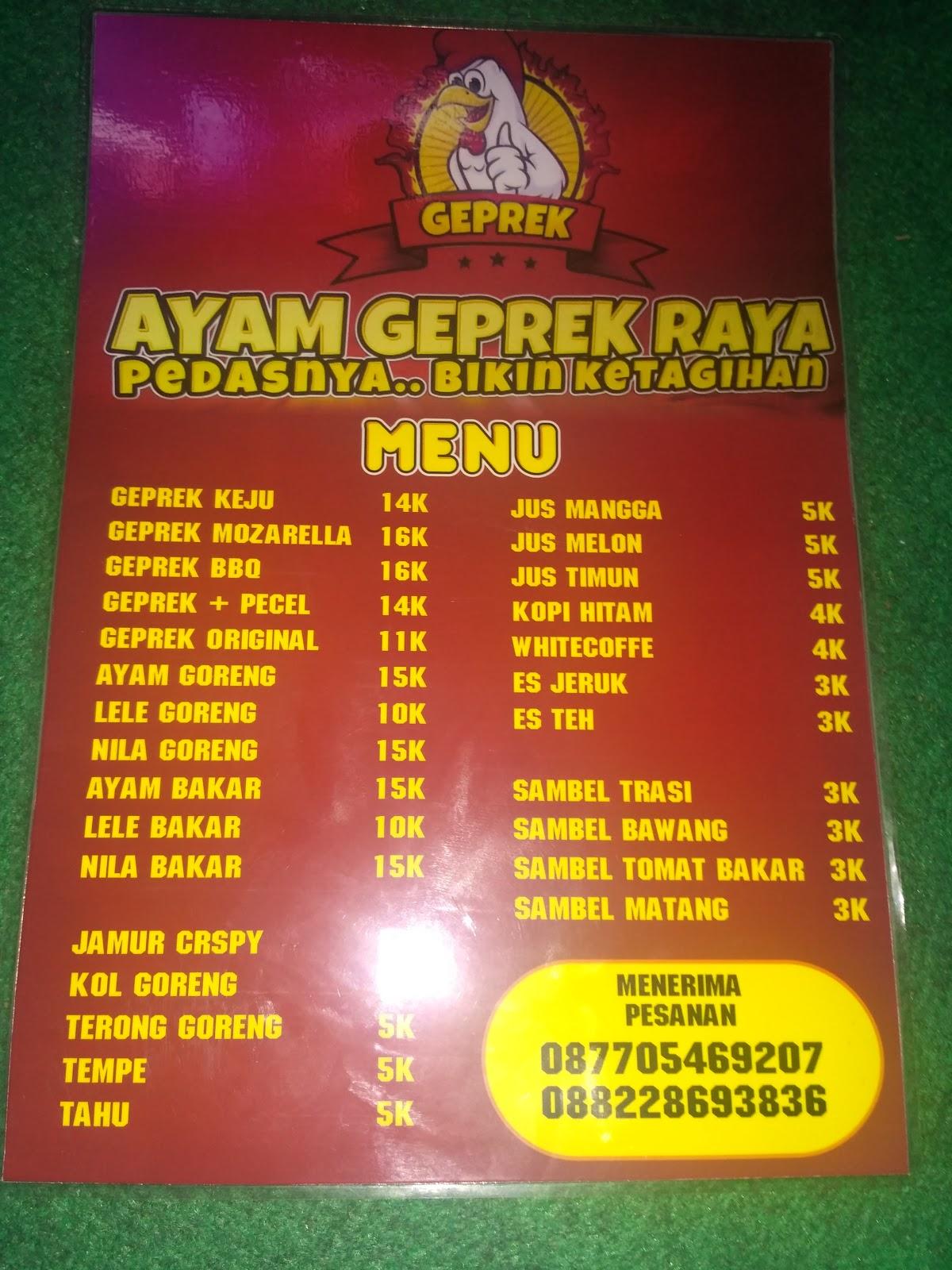 Menu at Nasi Goreng Kambing & Sapi Raja restaurant, Bantul