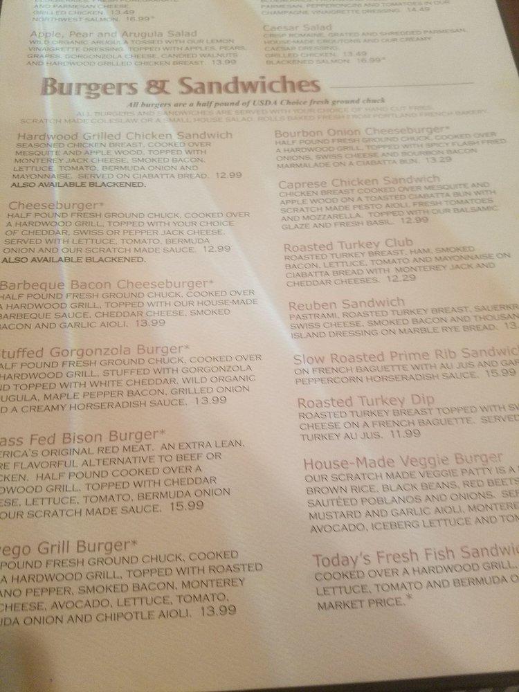 Menu at Oswego Grill- Lake Oswego pub & bar, Lake Oswego