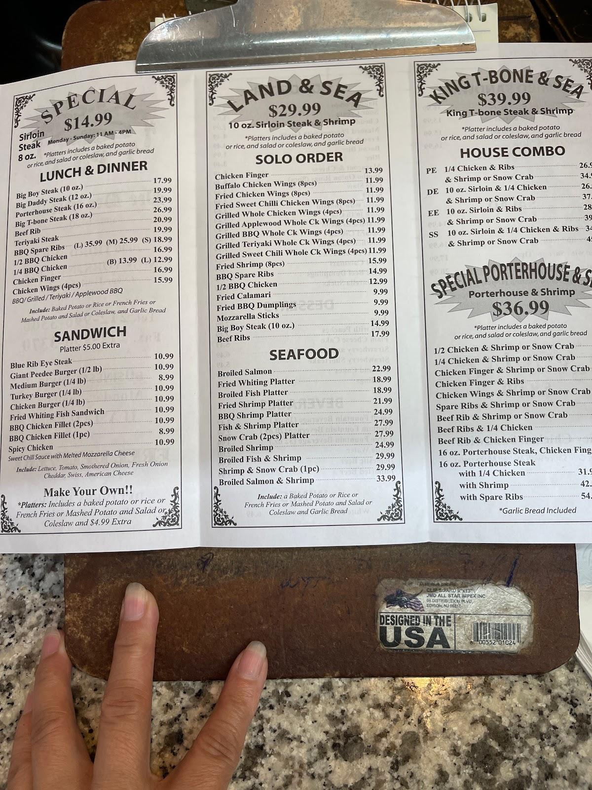 Menu at Pee Dee Steak House steakhouse, New York City, 3rd Ave