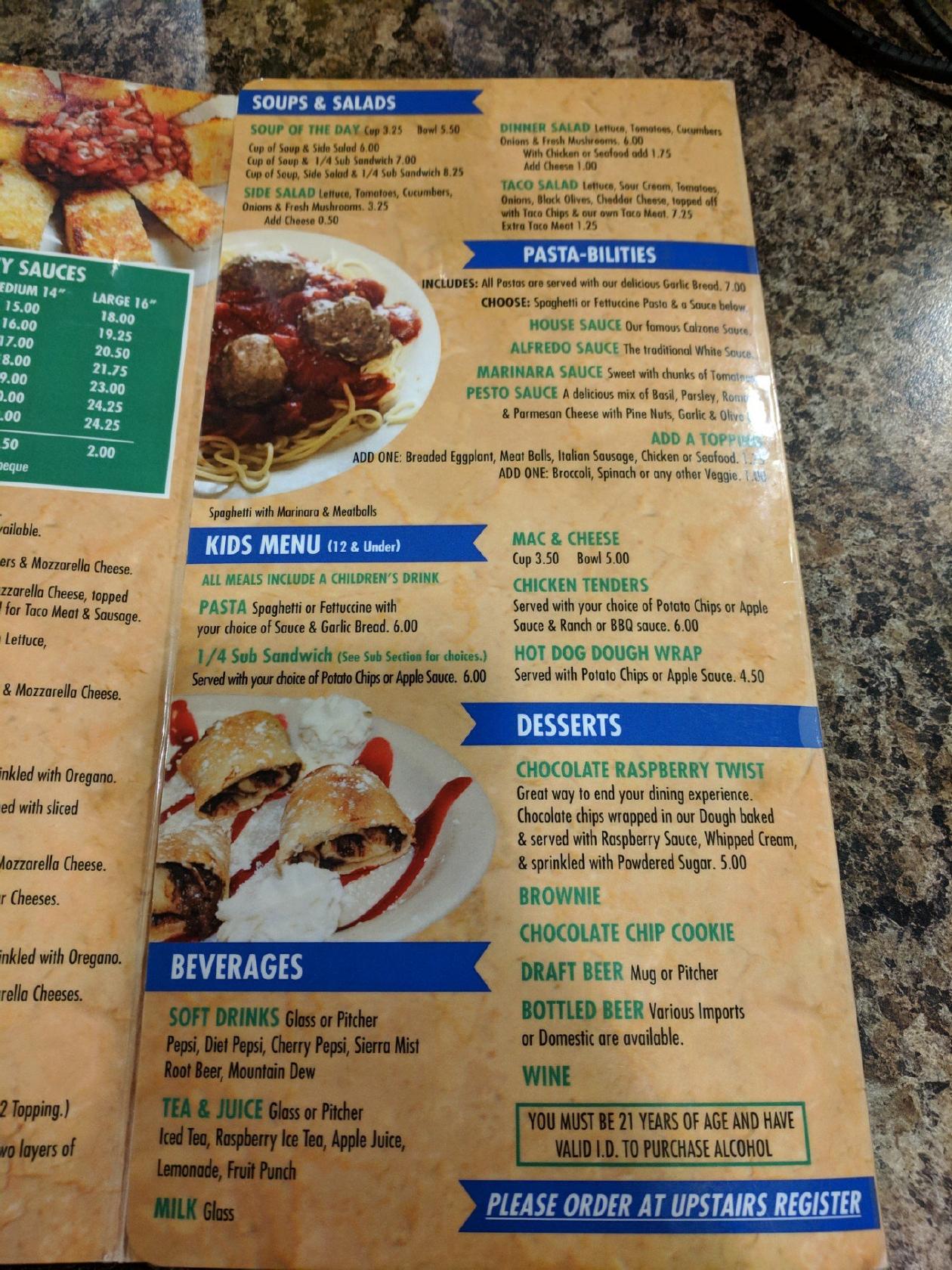 Menu at Pizza & Subs pizzeria, Rock Island, Blackhawk Rd