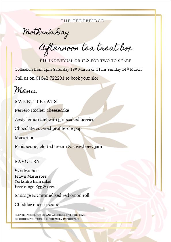 Menu at The Treebridge Hotel pub & bar, Middlesbrough