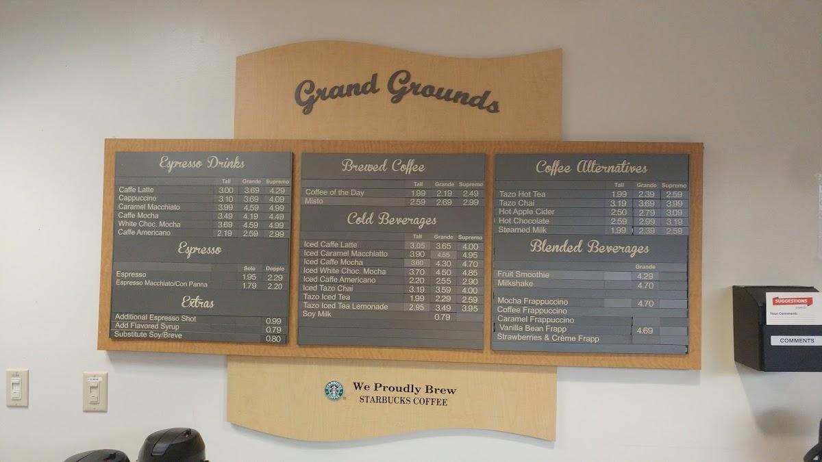 Menu at Grand Grounds, Norfolk