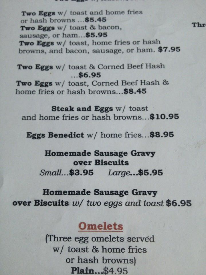 Menu at Triangle Diner restaurant, Saratoga Springs