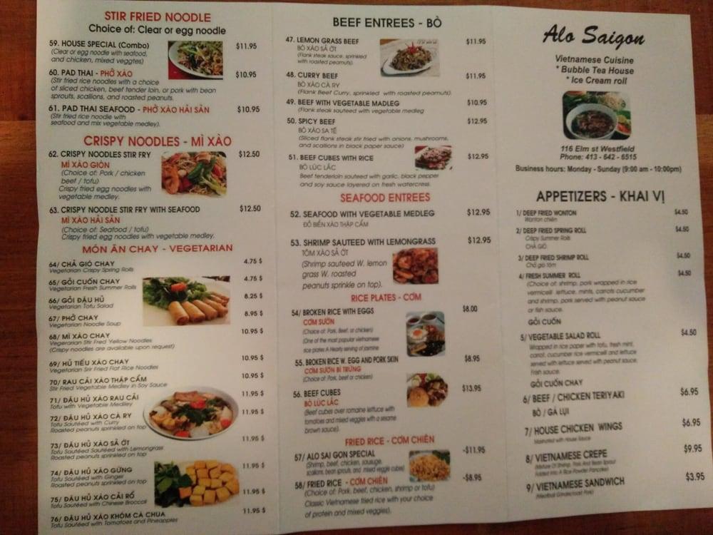 Menu at Alo Saigon restaurant, Westfield