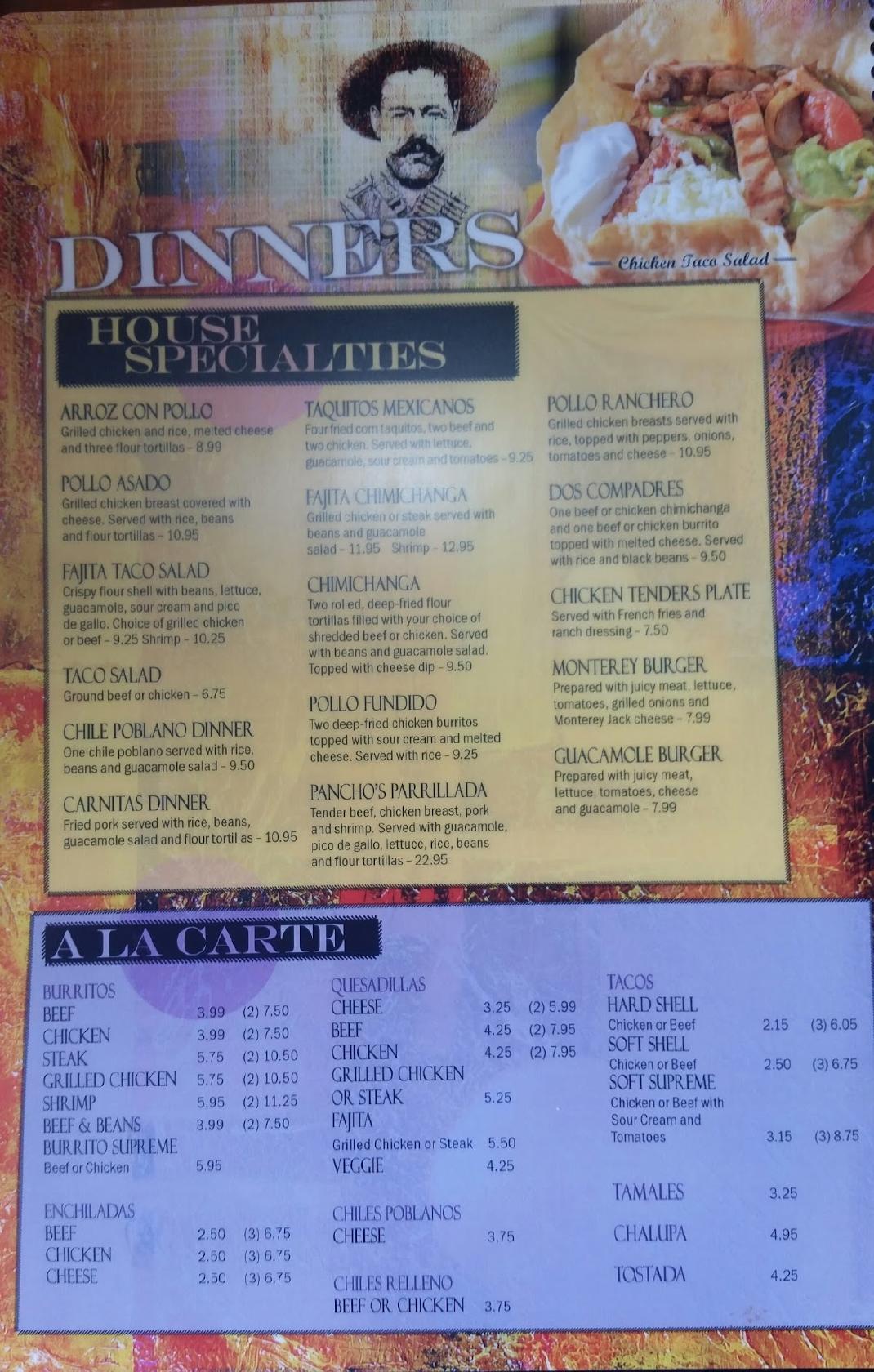 Menu at Cancun Mexican Restaurant White Oak, Cincinnati, Cheviot Rd