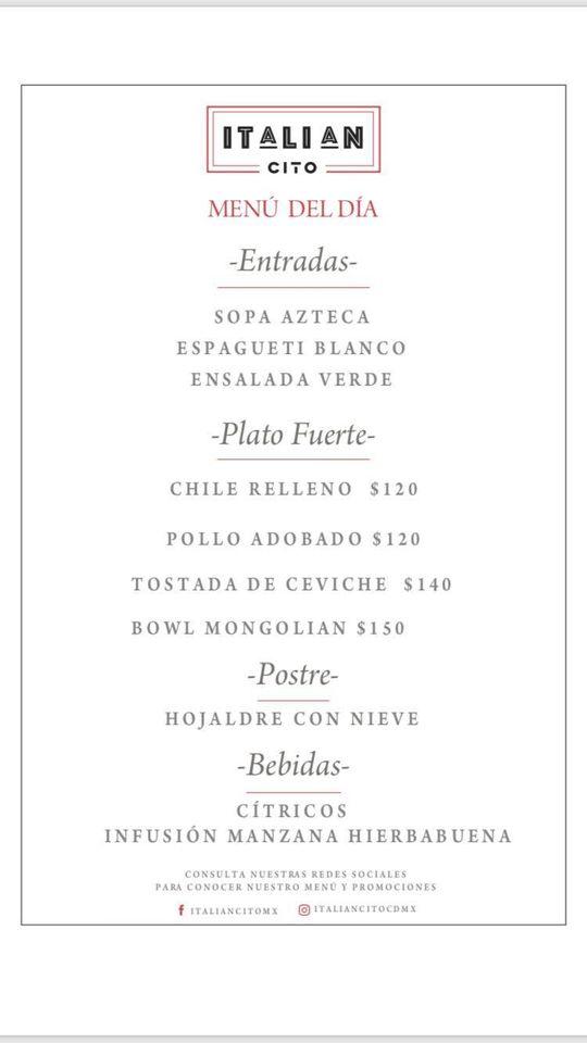 Carta del restaurante Cito, Ciudad López Mateos, Leibnitz 51 A