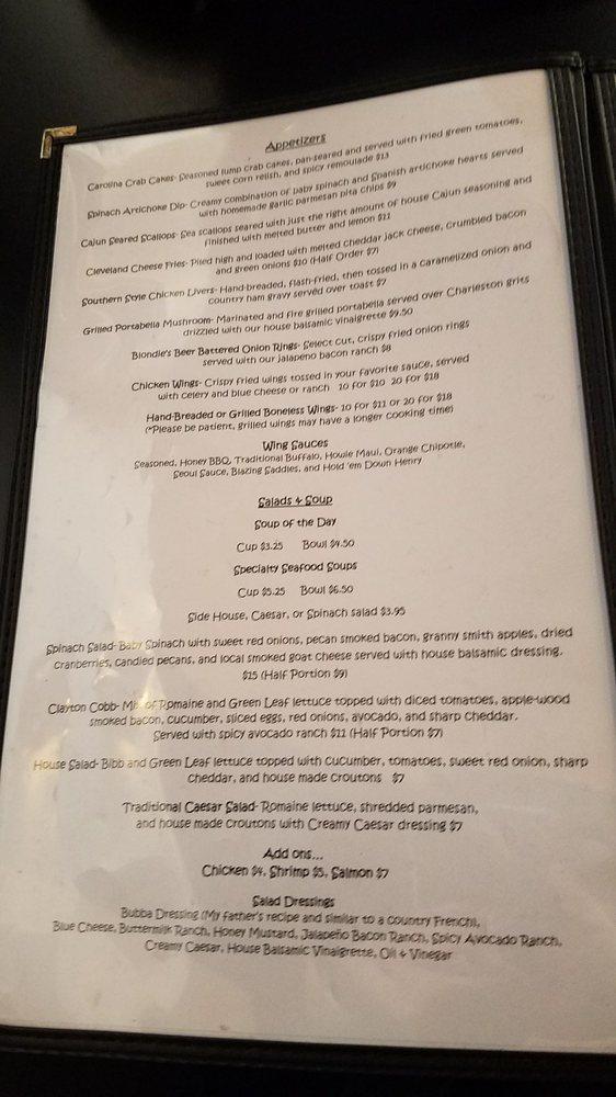 Menu at Mannings Restaurant, Clayton