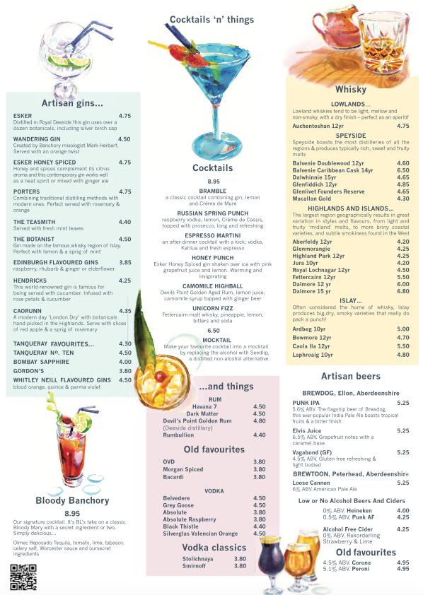 Menu at Banchory Lodge Hotel pub & bar, Banchory