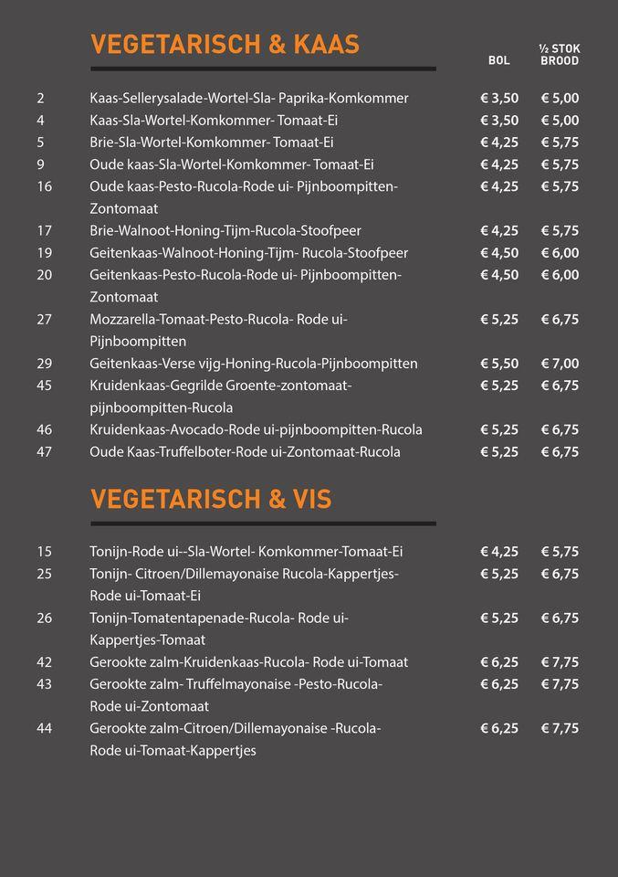 Menu at Broodje Ben Groningen, Groningen