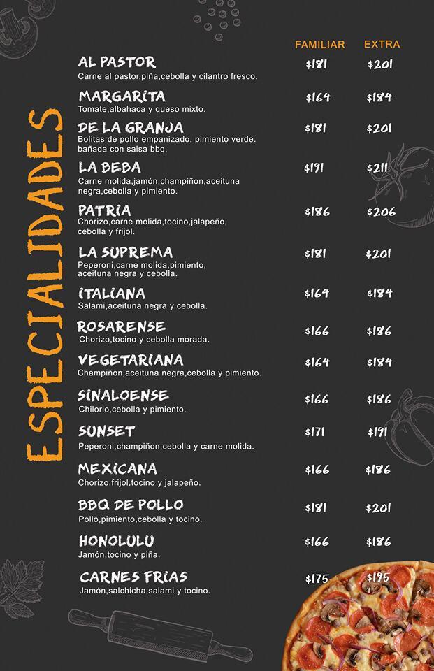 Carta del restaurante La Beba pizza & alitas, Mazatlán
