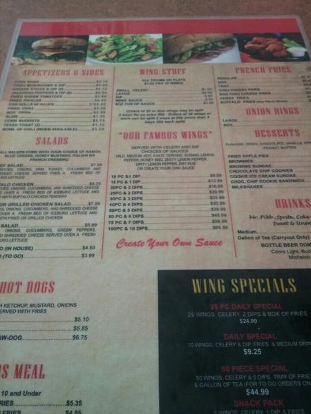 Menu at Lucy's Wings & Things restaurant, Newborn