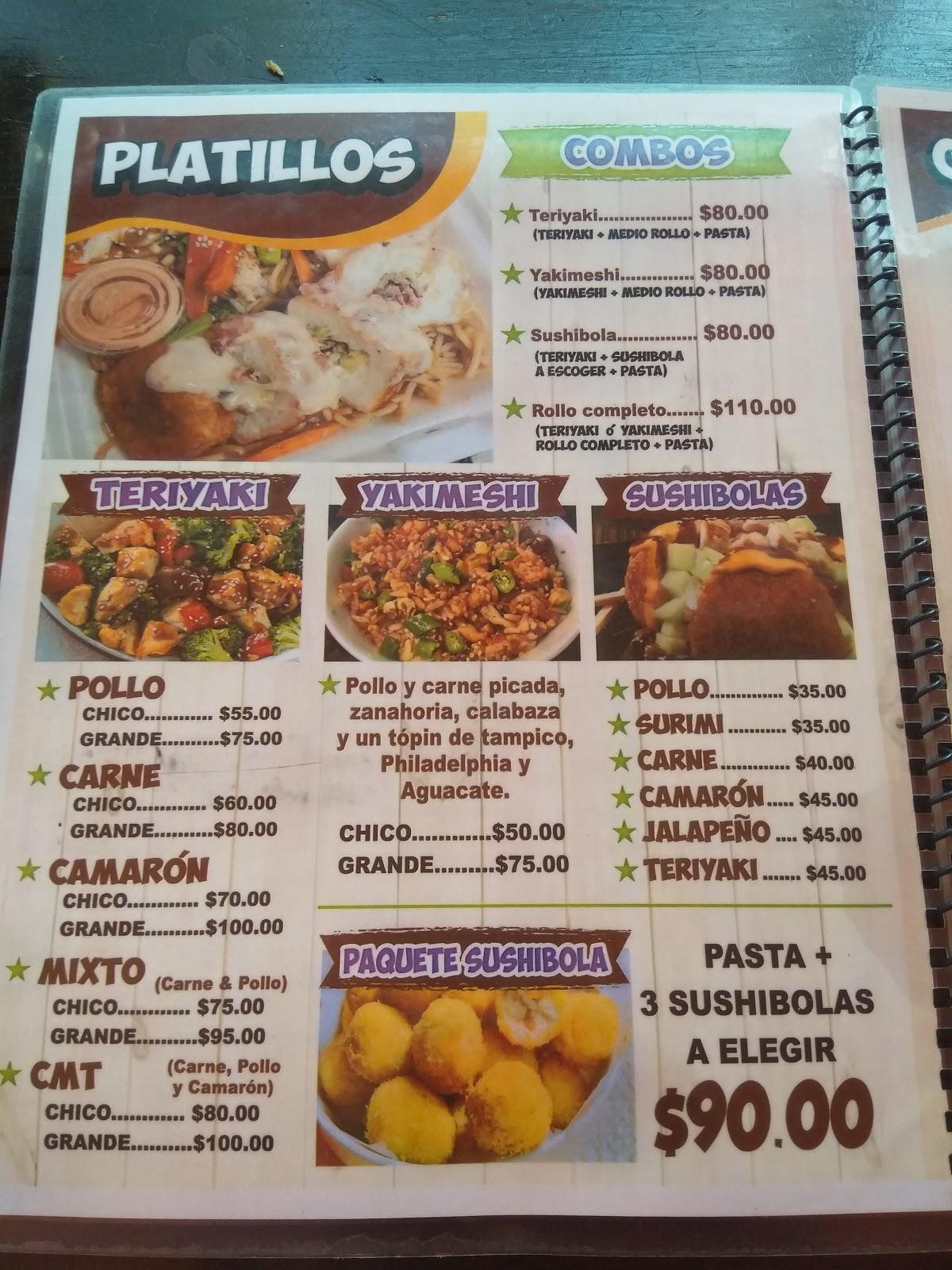 Carta del restaurante Bambú sushi, Mexicali, Calz. Castellón 2065