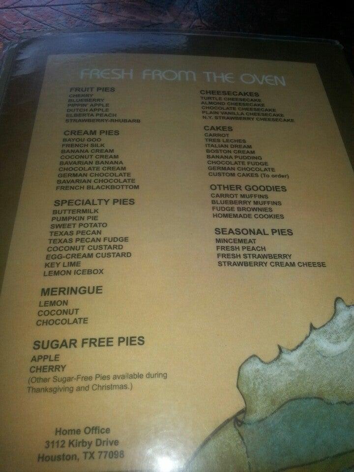 Menu at House of Pies desserts, Houston, Westheimer Rd