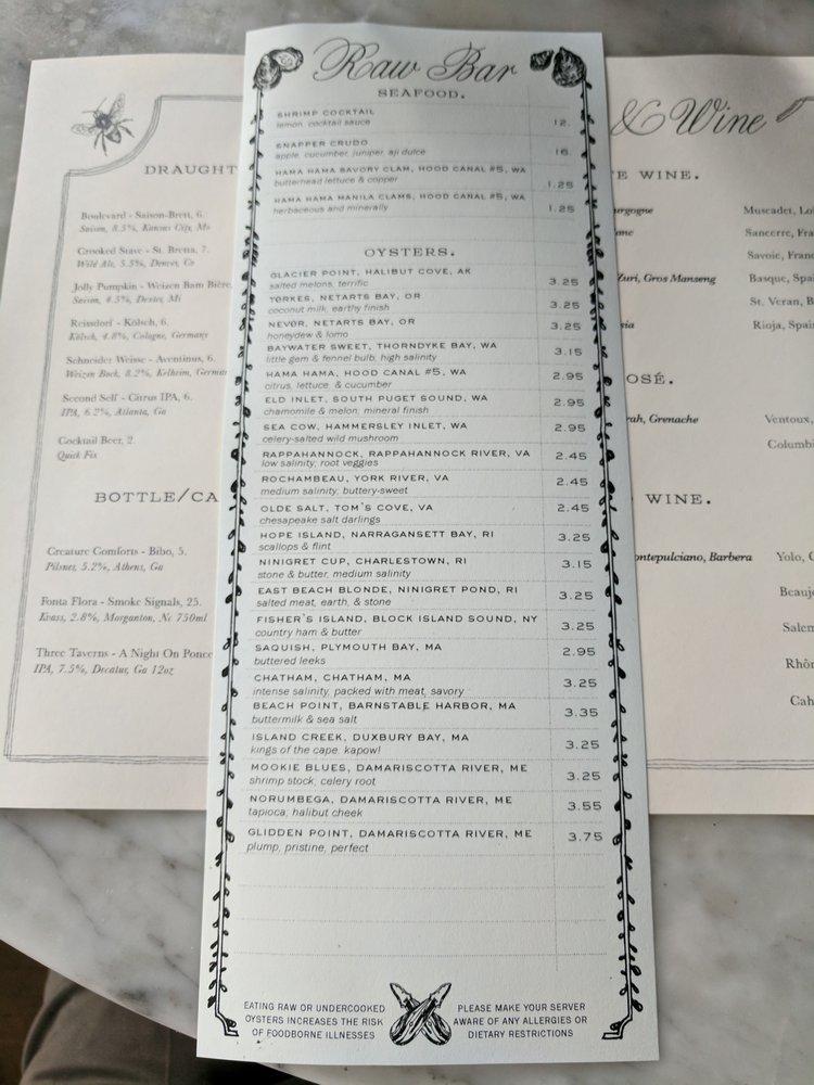 Menu at Kimball House pub & bar, Decatur