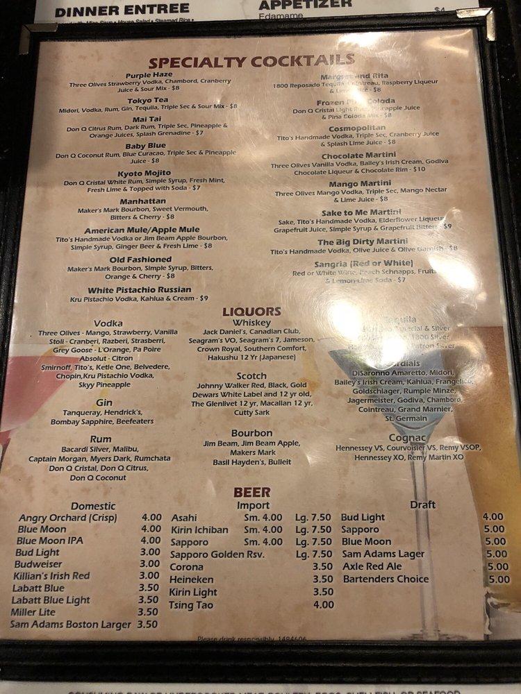 Menu at Kyoto Royal Oak restaurant, Royal Oak, W 14 Mile Rd