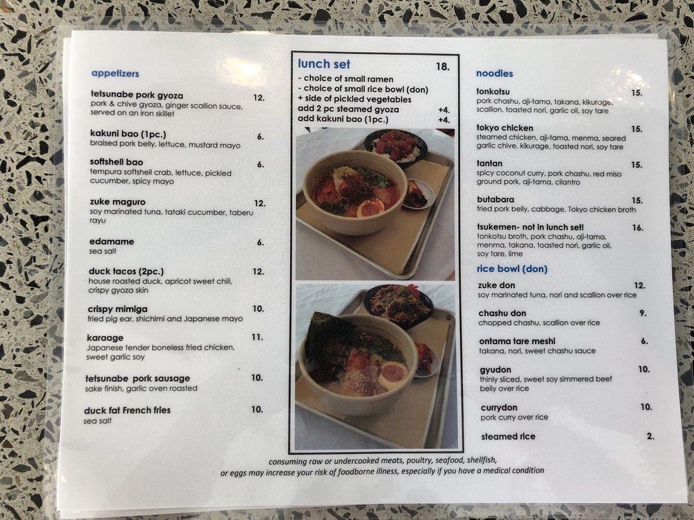 Menu at Momosan Waikiki restaurant, Honolulu