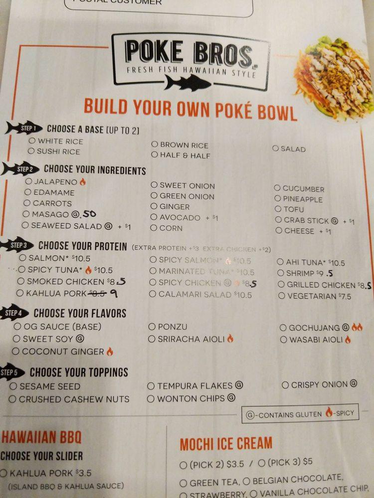 Menu at Poke Bros. pub & bar, Spartanburg