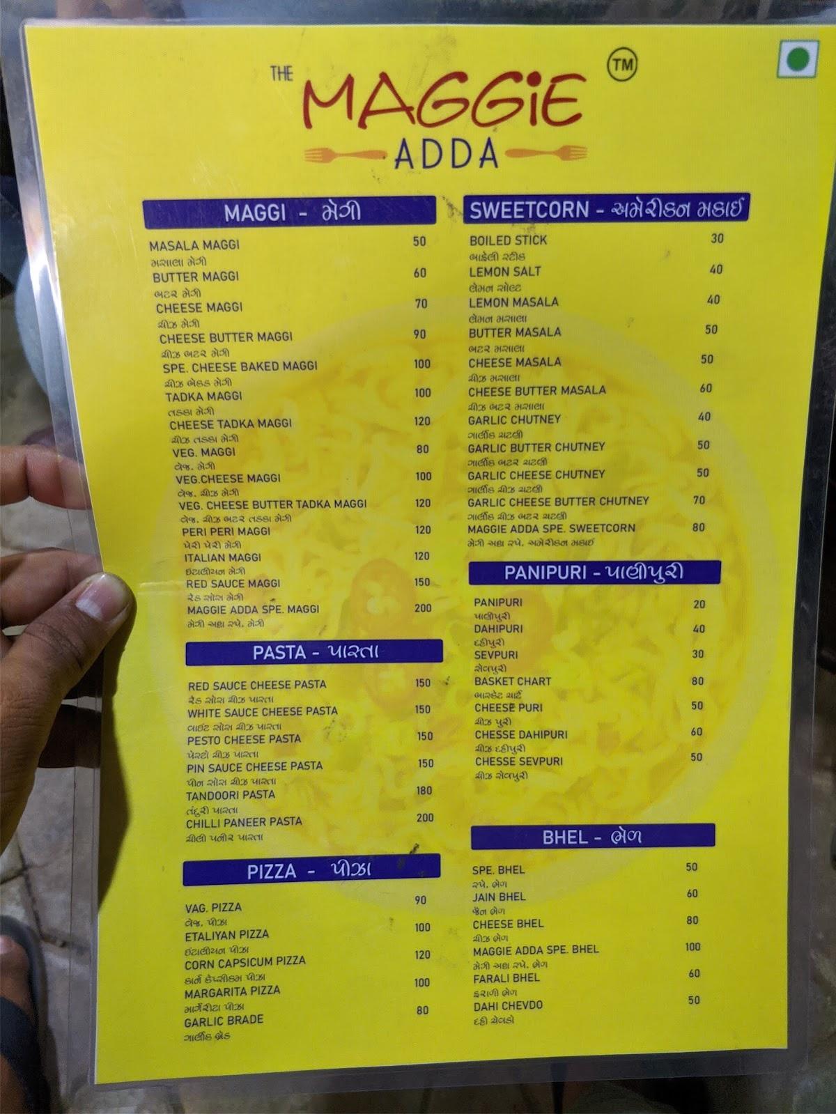 Menu at The Maggi adda, Bhavnagar