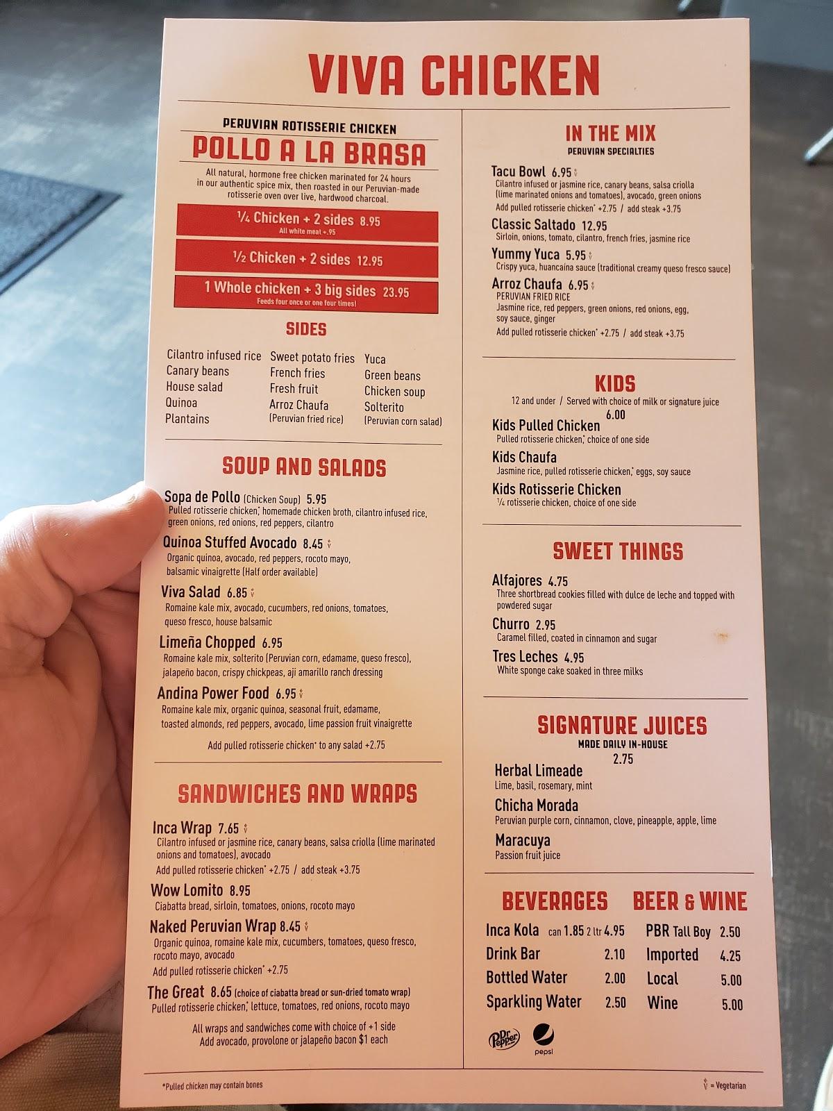 Menu at Viva Chicken restaurant, Greensboro, W Wendover Ave Suite 110