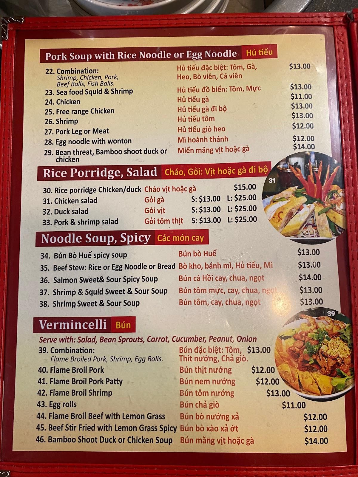 Menu at 999 Phở restaurant, Reno, Kietzke Ln