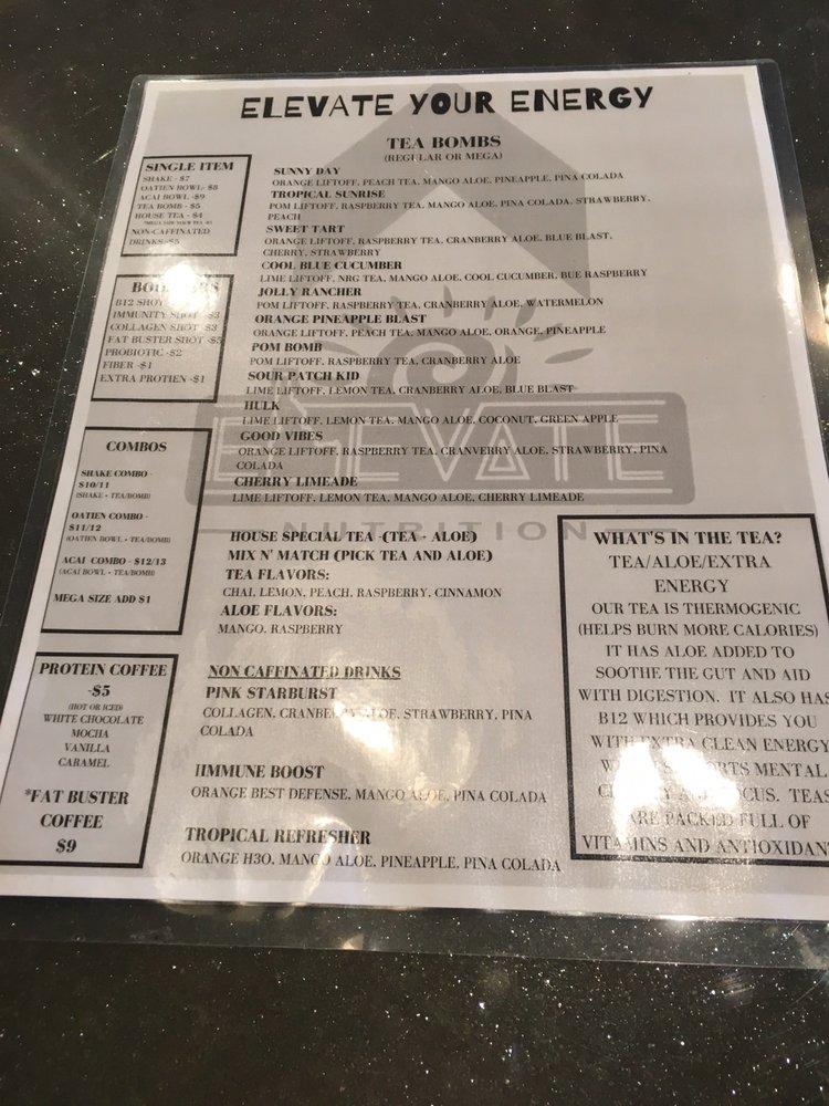 Menu at Elevate Nutrition pub & bar, Nampa