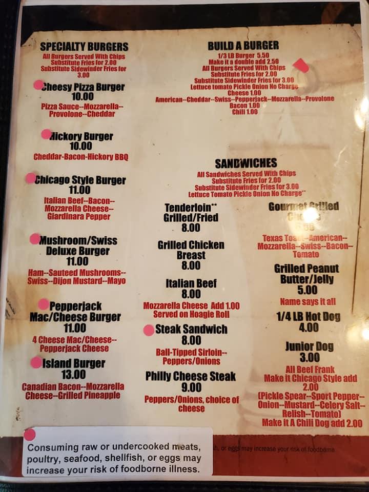 Menu at Adventures Bar and Grill, Cornell