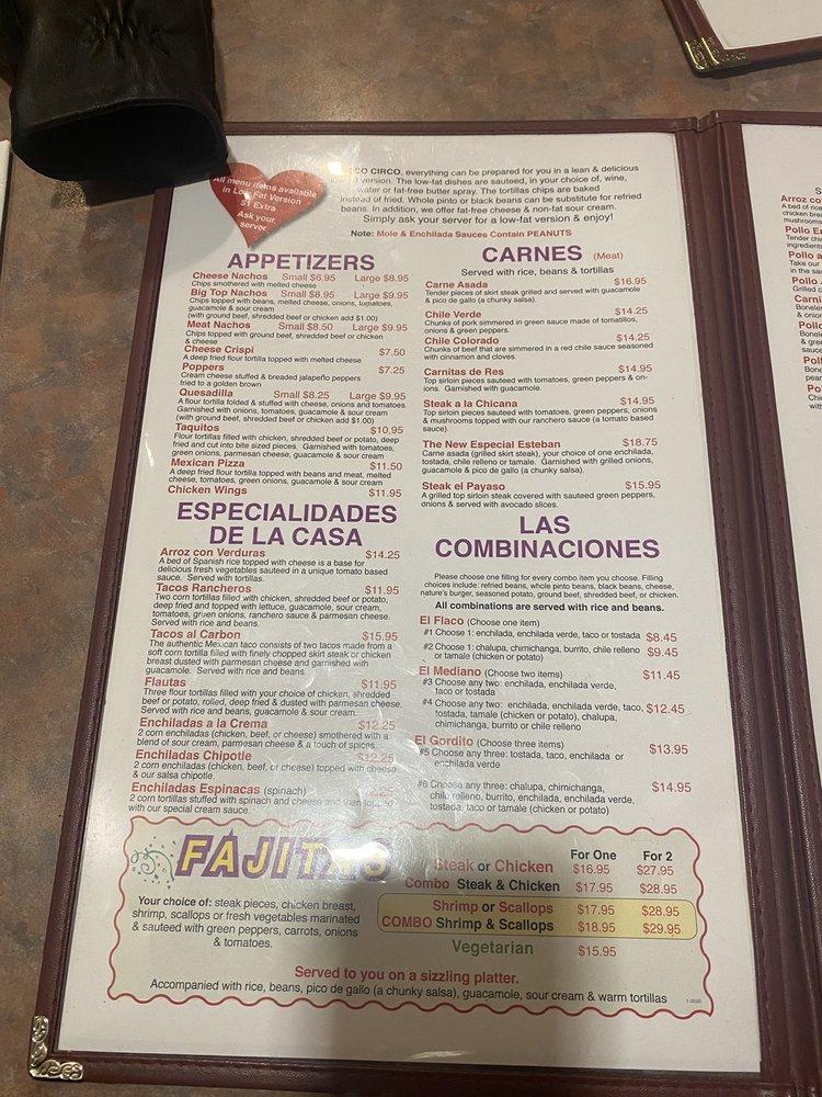 Menu at Circo Circo! restaurant, Kent