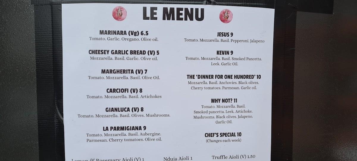 Menu at Dinner for One Hundred restaurant, London