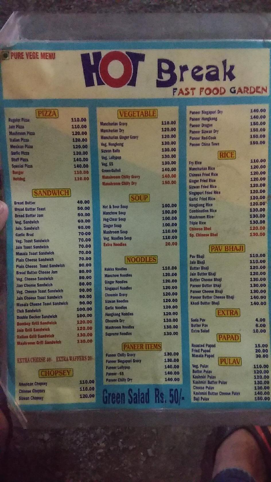 Menu at Hot Break Fast Food & Garden, Surat