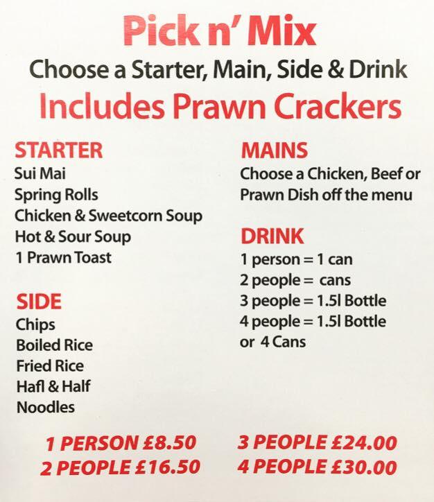 Menu at Hunts Cross Supper Bar, Liverpool