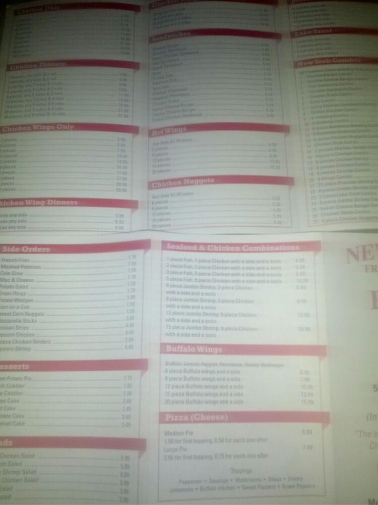 Menu at New York Fried Chicken fast food, Richmond, 501 W Broad St