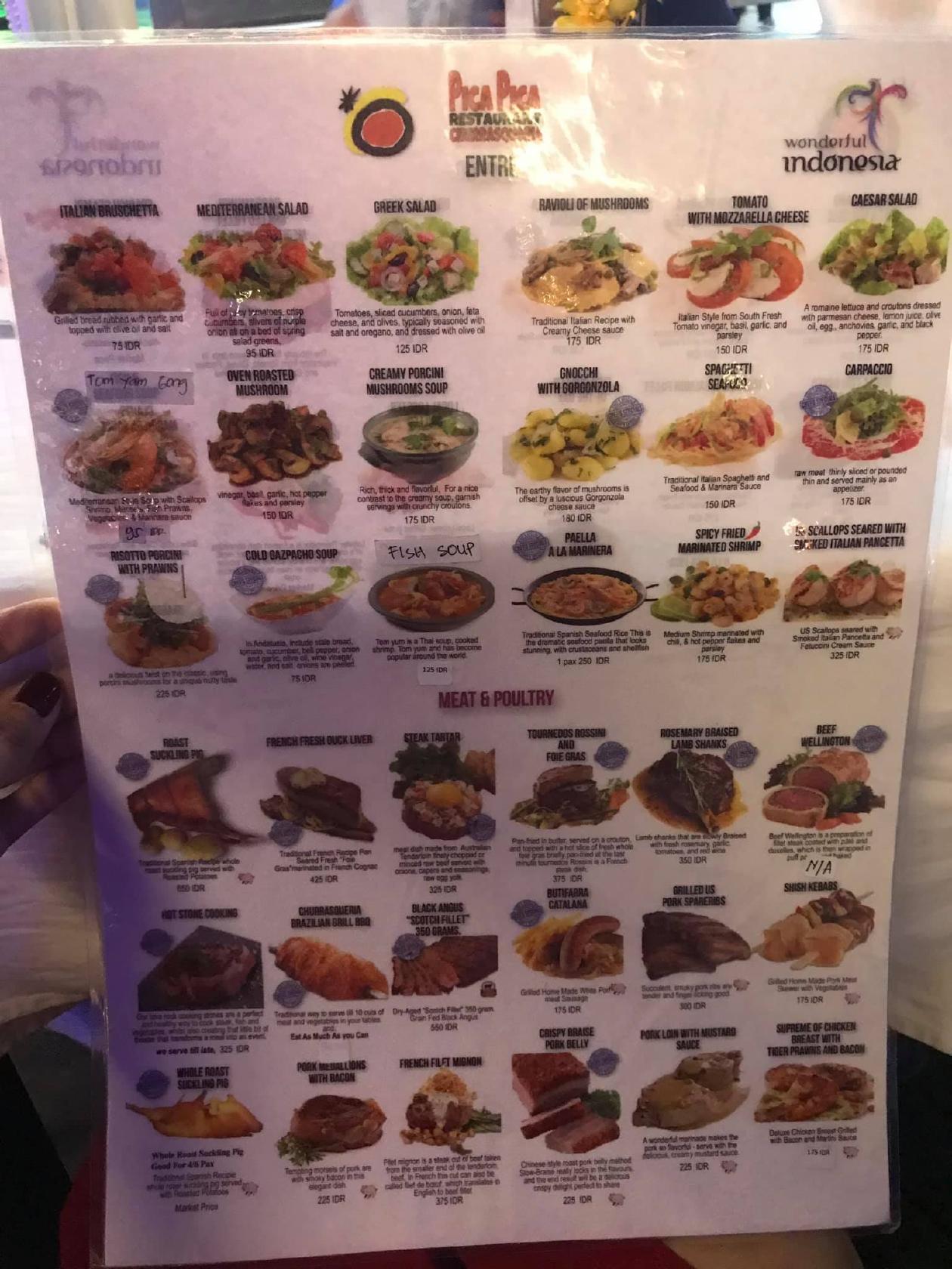 Menu at Pica Pica Grill BBQ Churrasqueria, Kuta Selatan