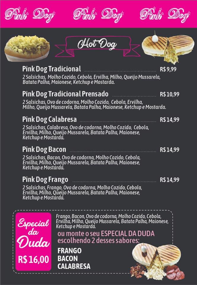 Menu at Pink Dog pub & bar, São José