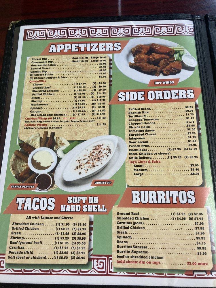 Menu at Tenampa Mexican Restaurant, Darlington